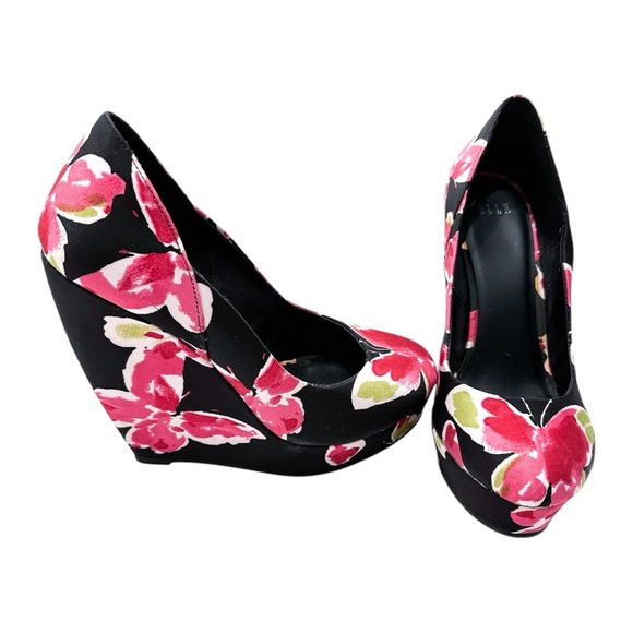 Elle | Shoes | Elle Jessica Butterfly Floral Black Pink Platform Y2k ...